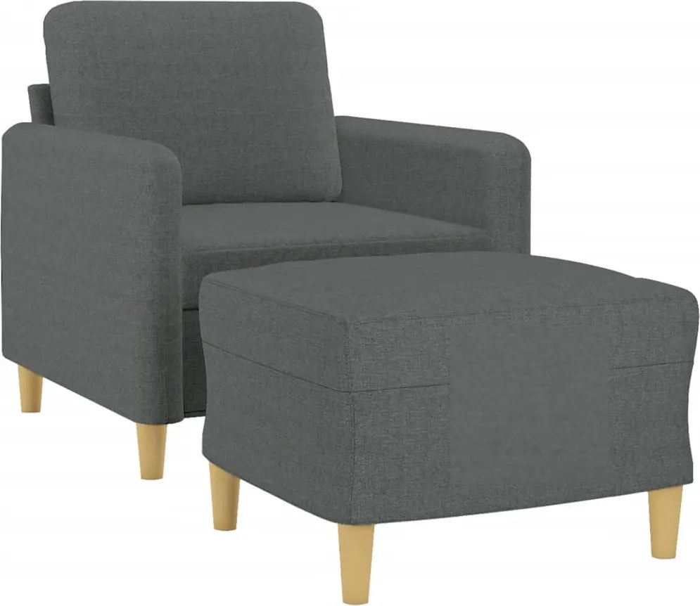 Křeslo s podnožkou tmavě šedé 60 cm textil 3201185