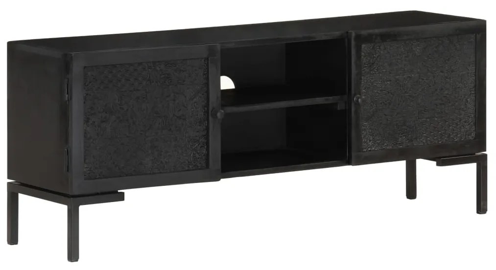TV stolek černý 115 x 30 x 46 cm masivní mangovníkové dřevo - Default Title