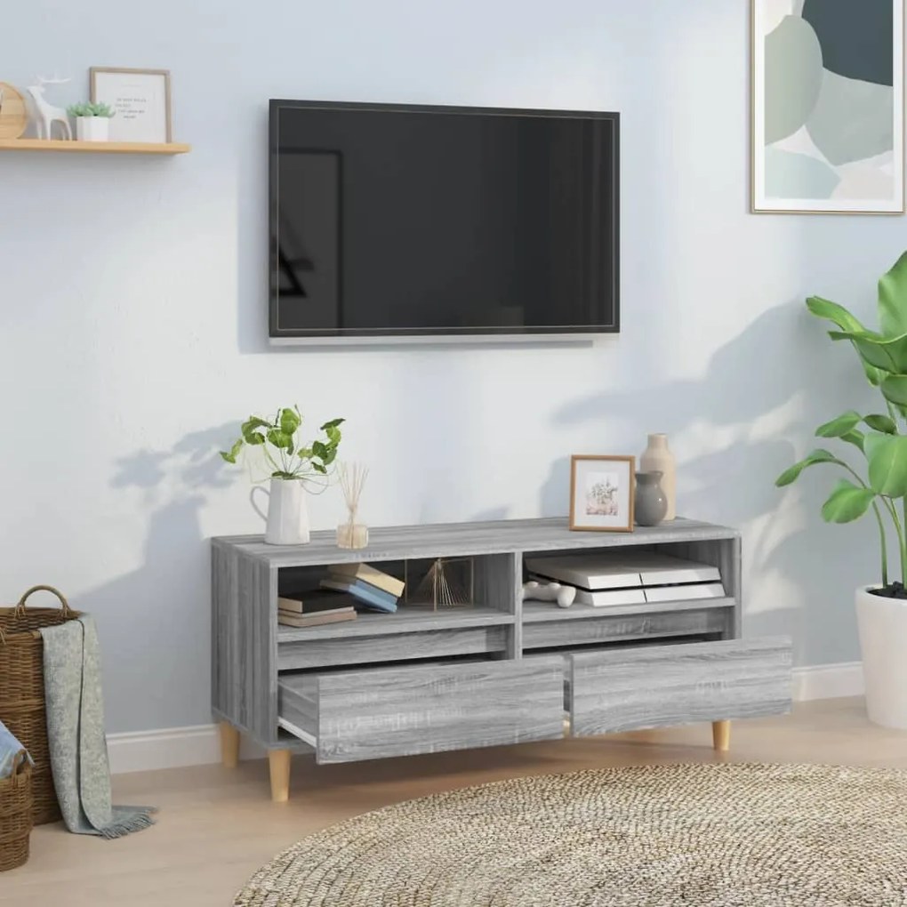 TV skříňka šedá sonoma 100 x 34,5 x 44,5 cm kompozitní dřevo - Default Title