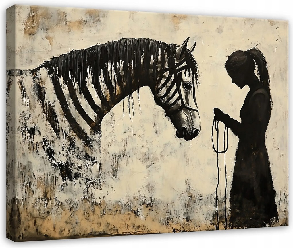 Obraz Abstrakce Banksy Béžová Zebra Do Ložnice Obývacího Pokoje Na Plátně 120x80