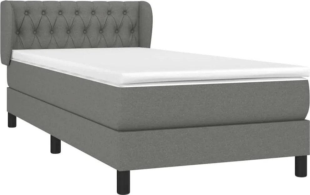 Box spring postel s matrací tmavě šedá 90x190 cm textil 3126446
