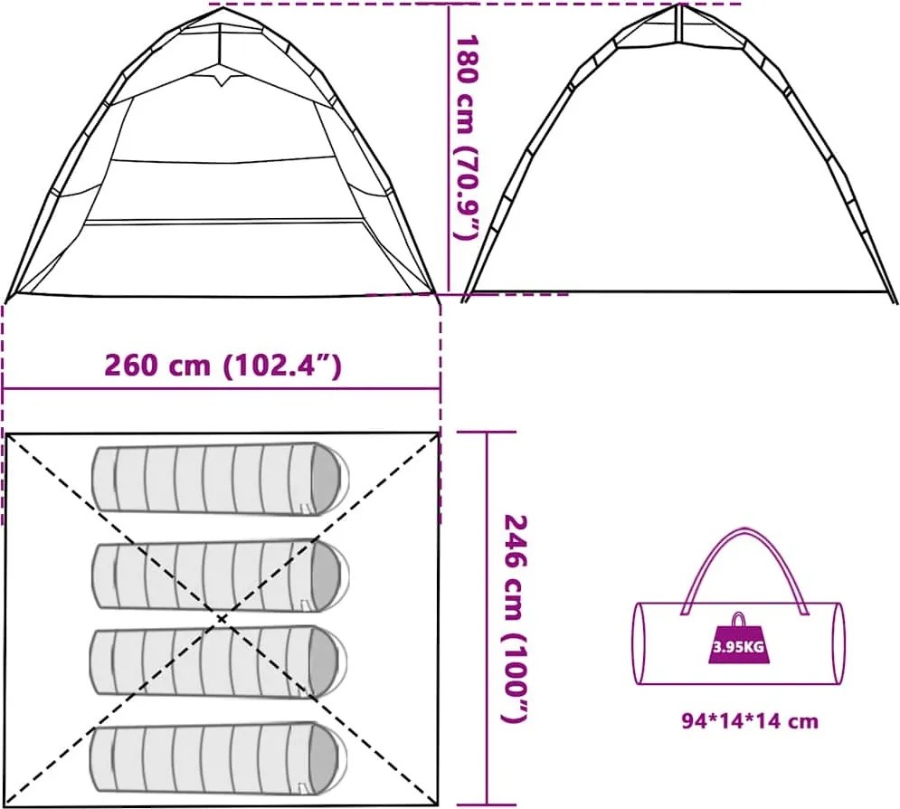vidaXL Rybářský stan pro 4 osoby rychloupínací [4005325] Barva: Olivově zelená