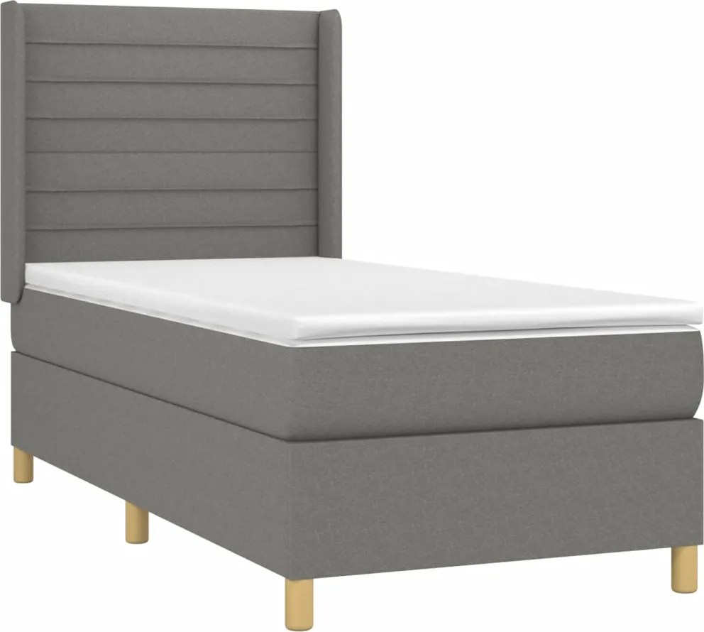 Box spring postel s matrací a LED tmavě šedá 90x200 cm textil 3138926