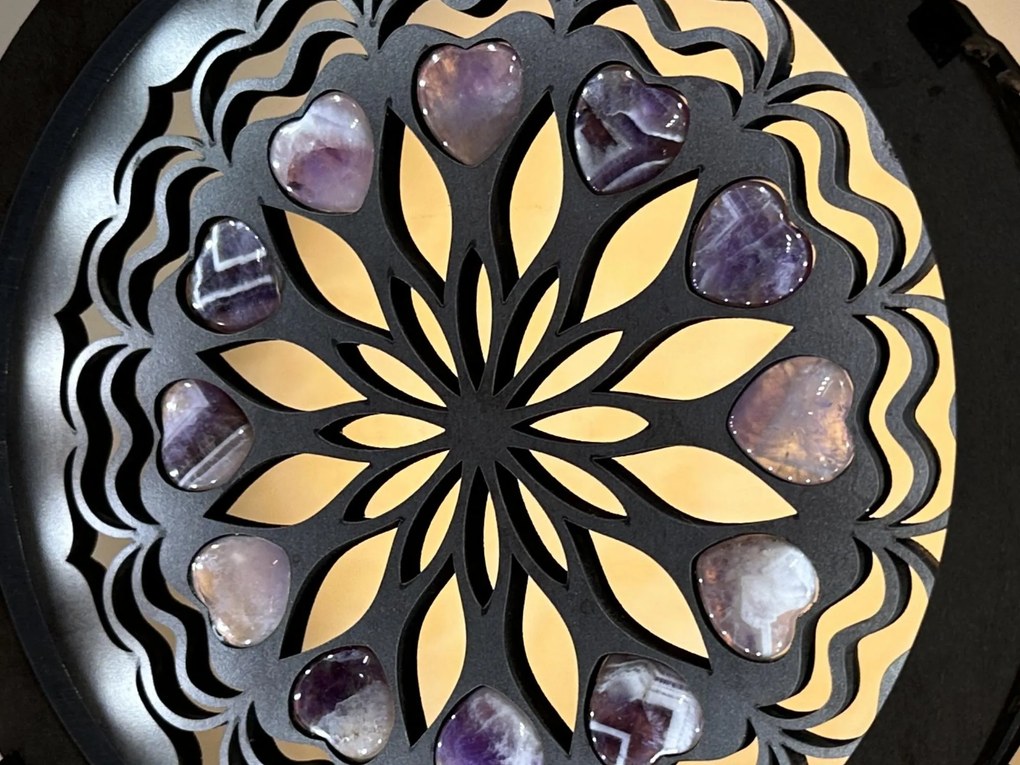 Li-Go "Srdce, ametystová mandala" Stolní lampa 20x22 cm černá s patinou