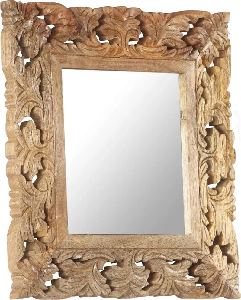 vidaXL Ručně vyřezávané zrcadlo 50 x 50 cm masivní mangovník [321638] Barva: Hnědá