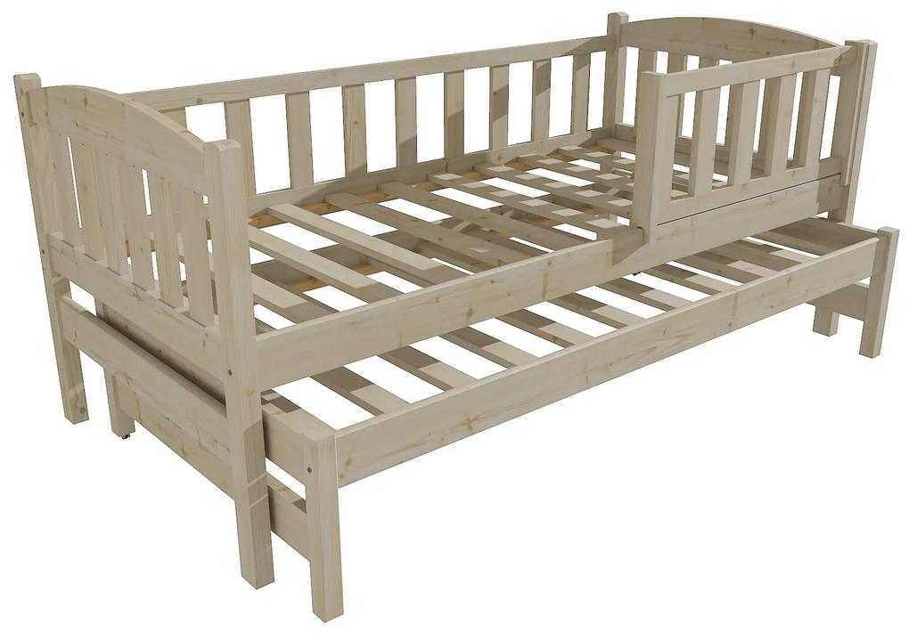 Vomaks Dětská postel s výsuvnou přistýlkou DPV 013 se zábranou Rozměr: 80 x 180 cm, Barva: moření olše