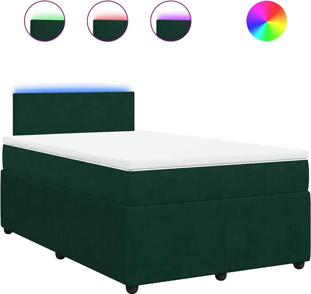 Box spring postel s matrací tmavě zelená 120 x 200 cm samet 3290007