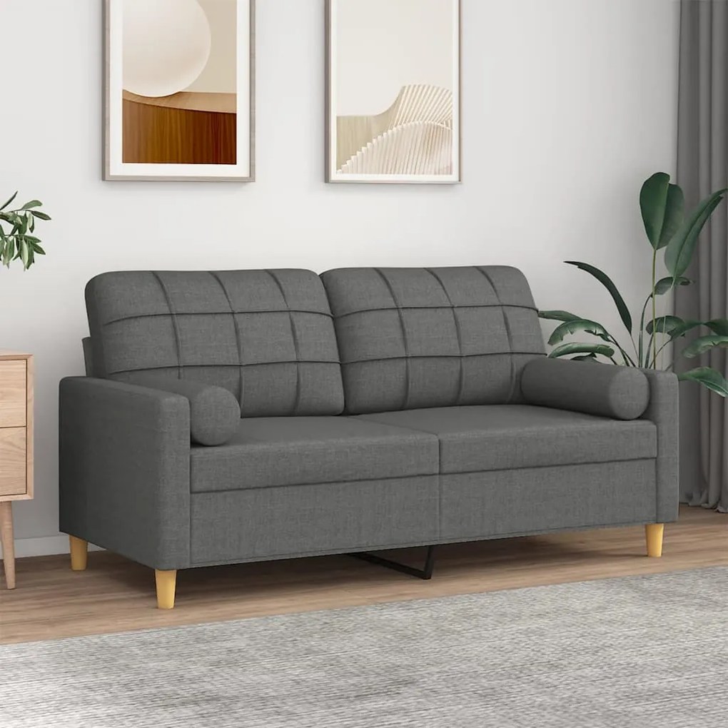 2místná pohovka s polštáři tmavě šedá 140 cm textil 3200783
