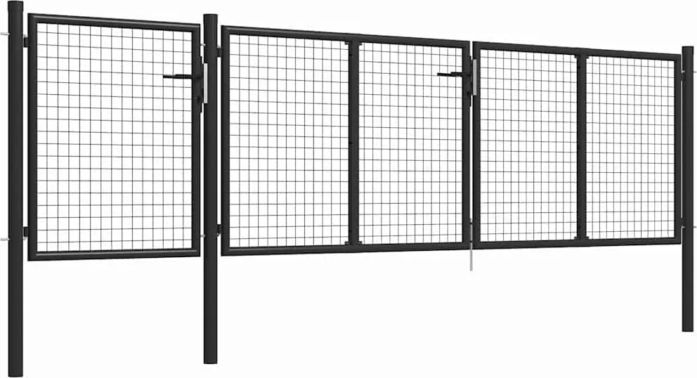 Zahradní brána ocelová 400 x 100 cm antracitová 144329