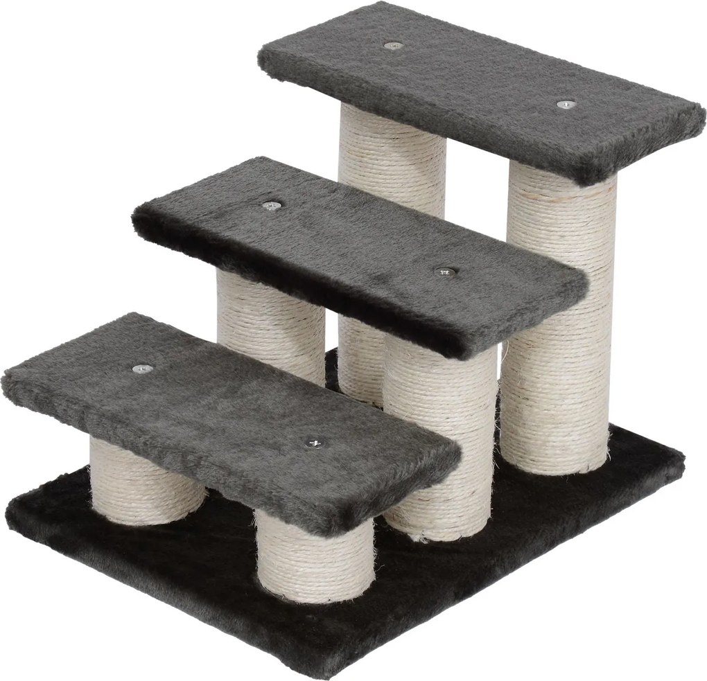 PawHut Krokody pro Mazlíčky 3 Kroků 34 cm Vysoké Krokody pro Psy a Kočky, Schody pro Kočky, Rampy pro Psy, Pomoc při Vstupu na Postel, Pohovku, Gauč T