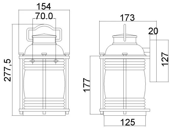 Kichler KL-ASHLANDBAY2-S-BU - Venkovní svítidlo ASHLAND BAY 1xE27/60W/230V IP44
