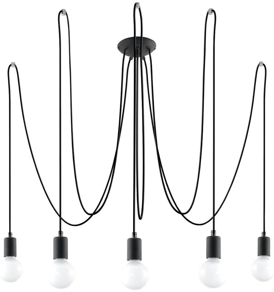 Sollux Lighting Lustr EDISON 5 černý