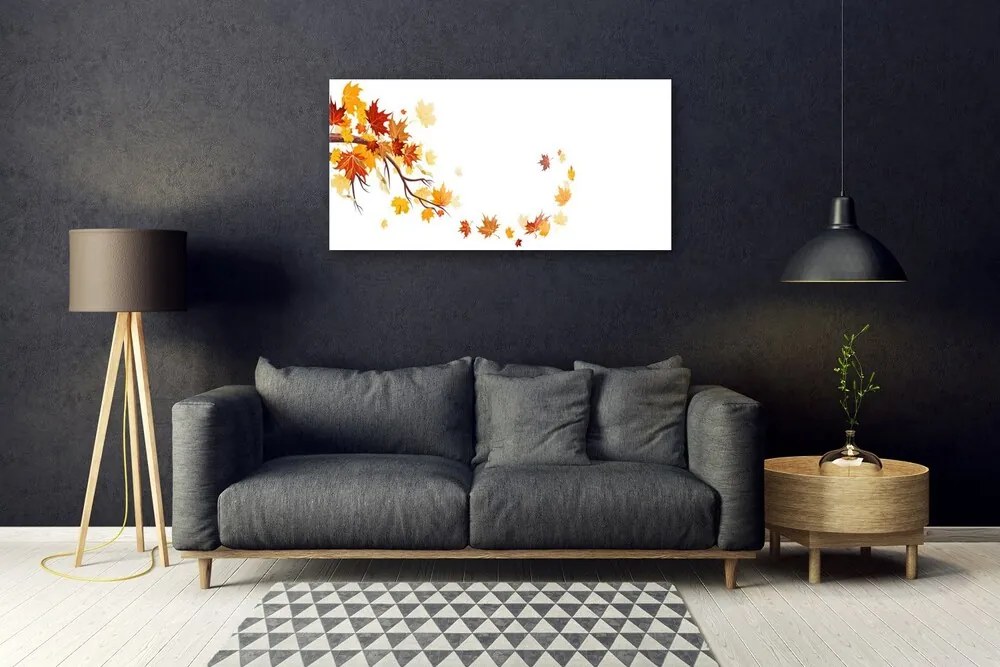 Obraz na skle Listy Umění Rostlina 125x50 cm