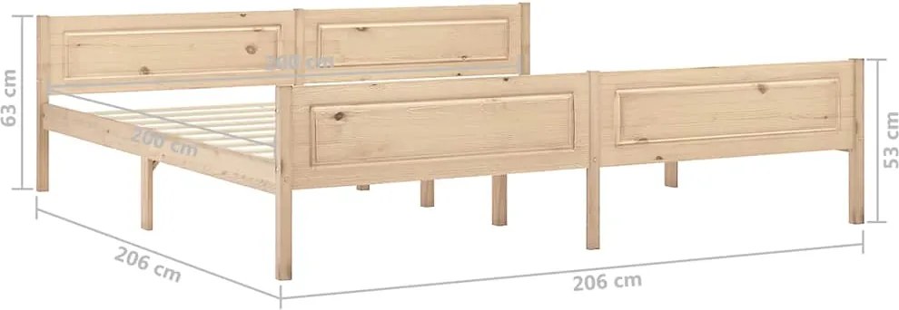 Rám postele masivní borové dřevo 200 x 200 cm 322102