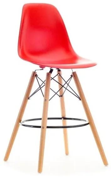 M Barová židle MOBI Červená - dřevěná podnož