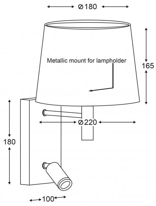 ACA Lighting LED nástěnná lampička s vypínačem STOF 3W/230V/3200K/210Lm/60°/IP20, hnědá