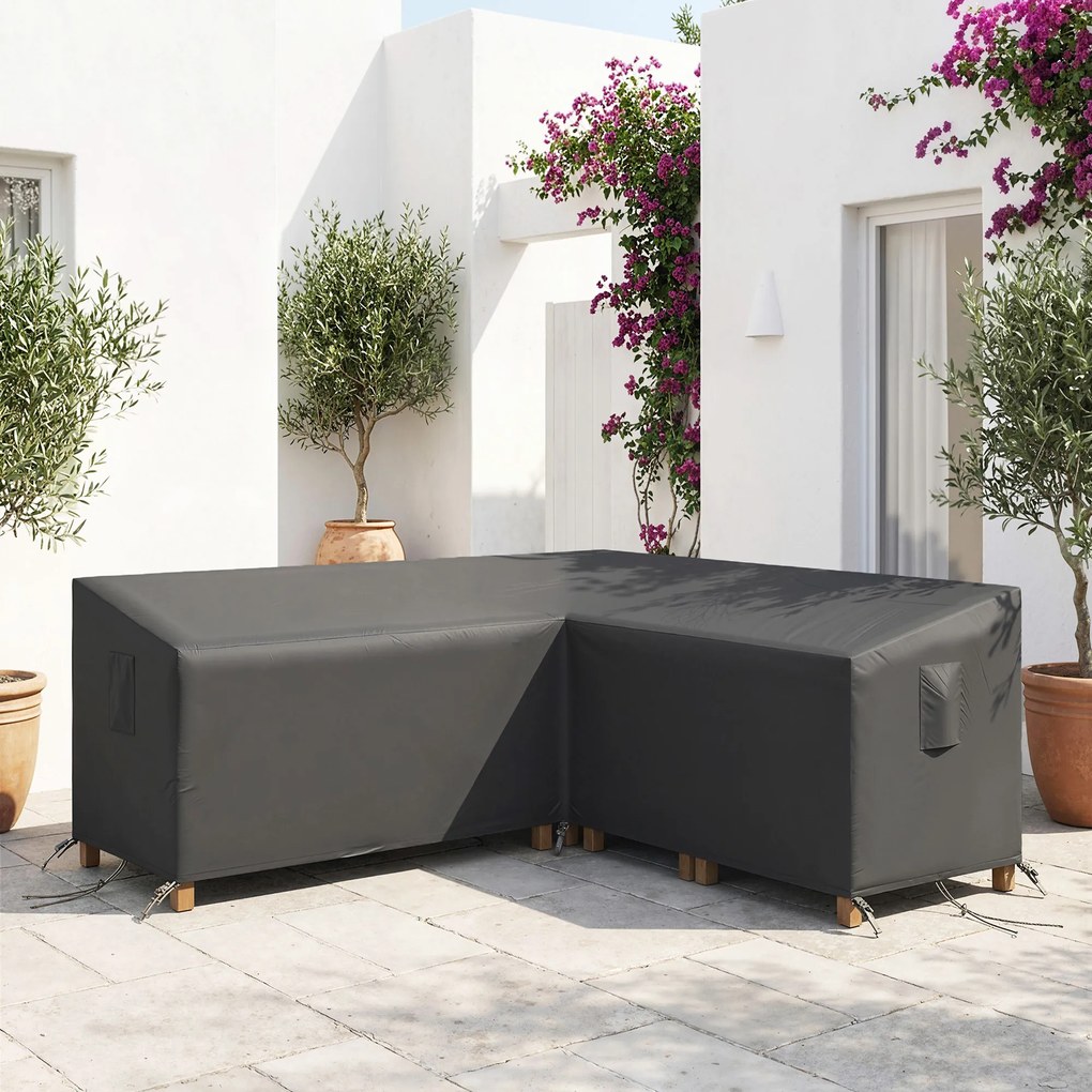Outsunny Ochranný kryt na zahradní nábytek Winterproof Voděodolný kryt ve tvaru V s ochranou proti UV záření 420D Oxford 216x216x78 cm černý