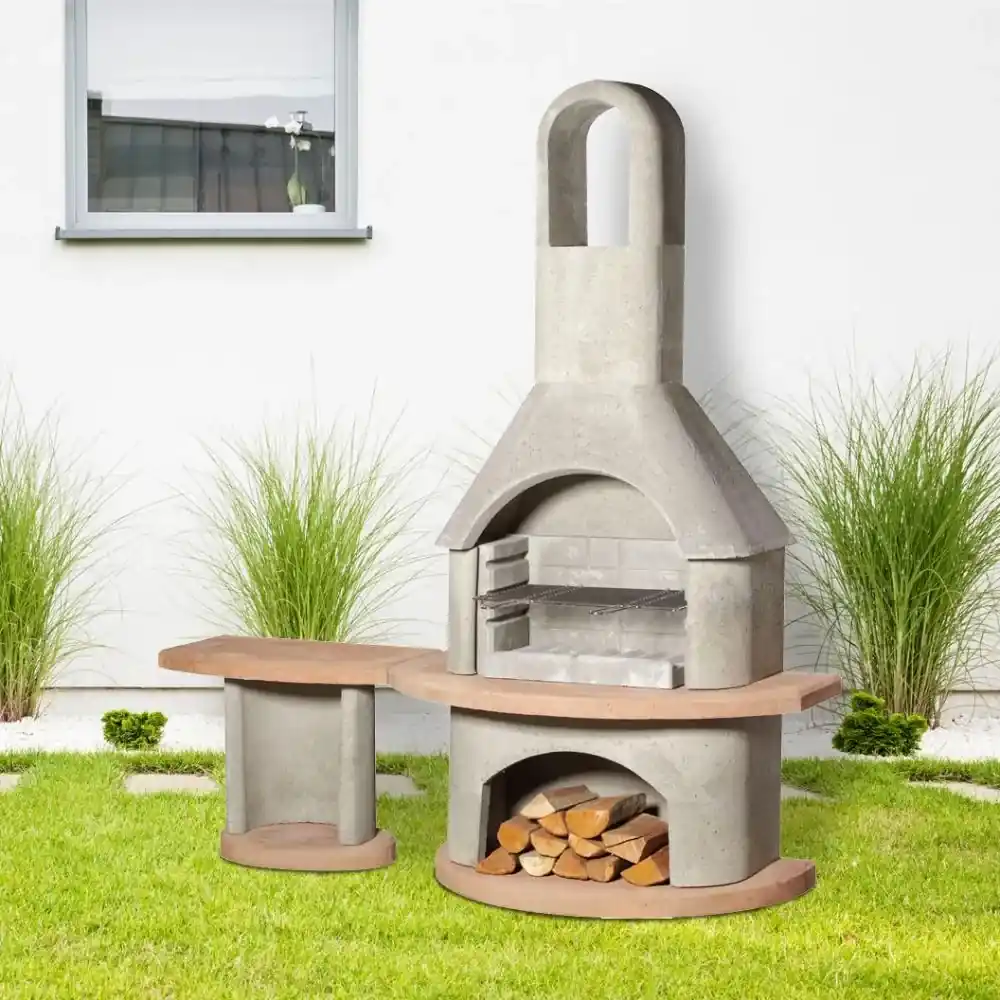 Zahradní betonový krb + gril Buschbeck CARMEN se stolkem | Biano