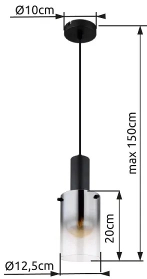 Globo 15907H - Lustr na lanku FLORENTINA 1xE27/40W/230V pr. 12,5 cm černá