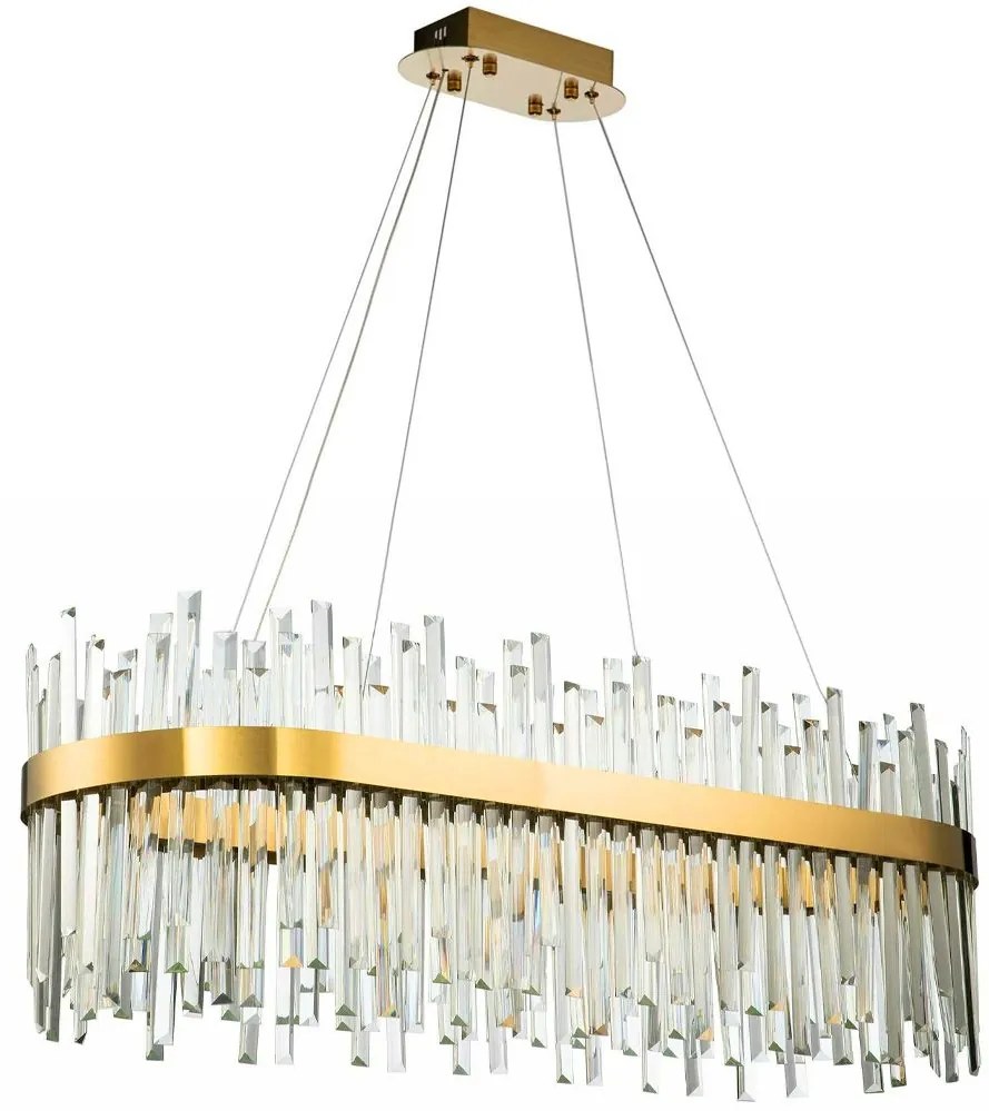 Toolight Toolight, LED křišťálové svítidlo 80x35 cm, APP1513-CP80, zlatá matná, OSW-03260