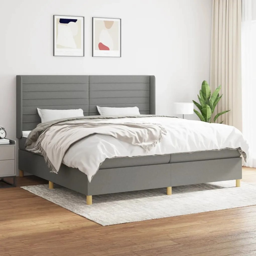 Box spring postel s matrací tmavě šedá 200x200 cm textil,  3132098