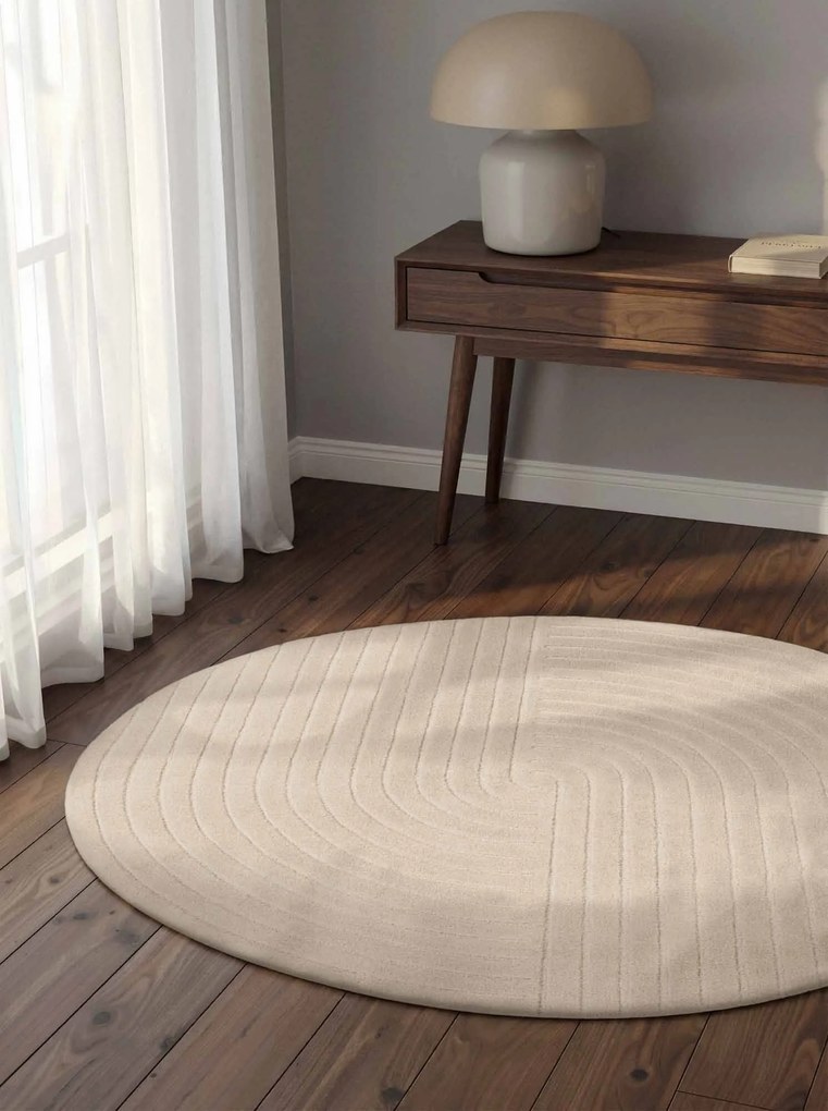 Vikosa, Kusový koberec Vikosa Arcura 106269 Cream White kruh, 120x120 (průměr) kruh, bílá, ložnice