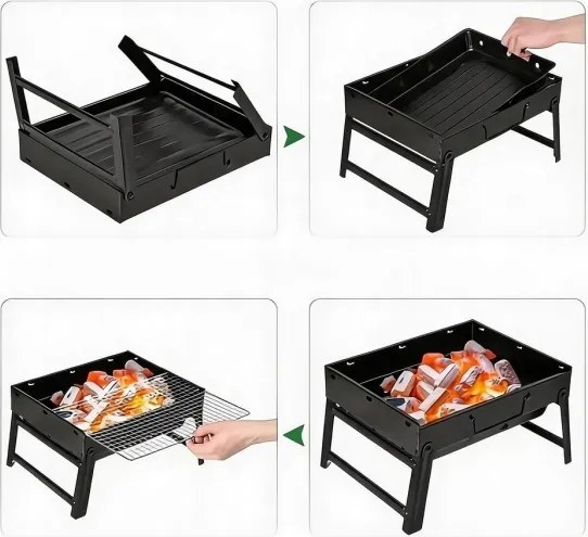 BBQ 74/320 Skládací turistický gril přenosný