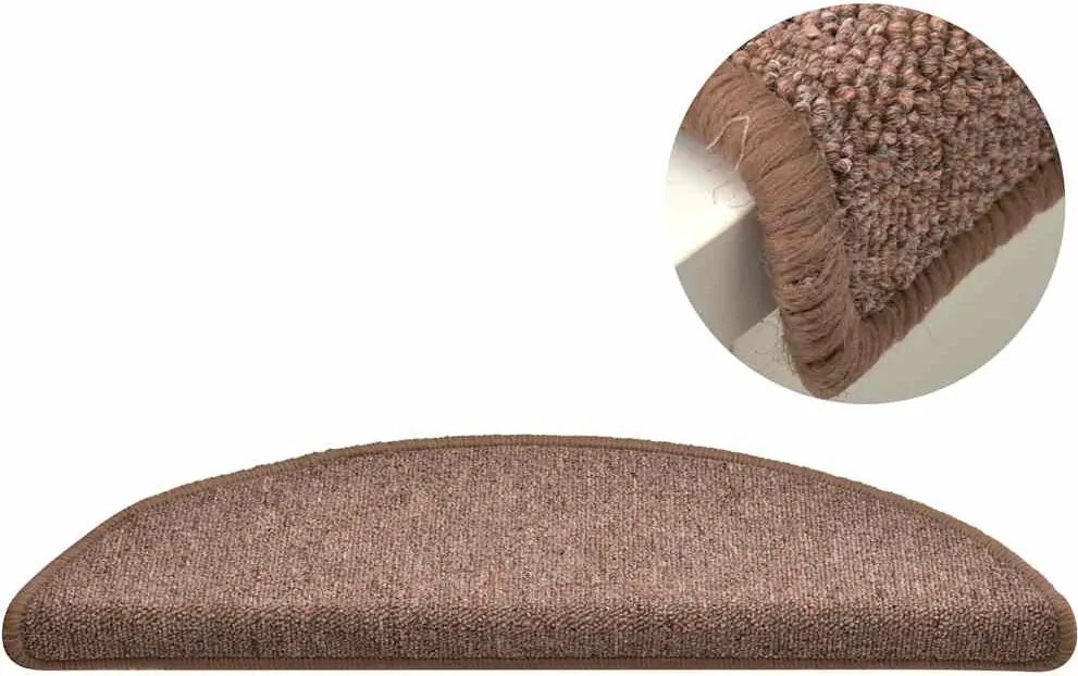 Kobercové nášlapy na schody 15 ks hnědé 56 x 17 x 3 cm 322366