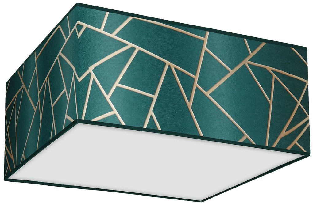 Stropní svítidlo Ziggy Square, 1x zelené/zlaté textilní stínítko, (bílé plexisklo), (40 cm)