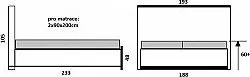 CZ Nábytkář - Kasvo Postel MINETA PLUS 2 180cm vč. roštu a ÚP | Varianta: Whisper 3 doprodej