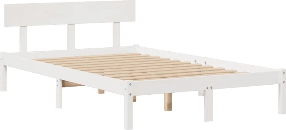 Postel s knihovnou bez matrace bílá 135x190 cm masivní borovice 3321825