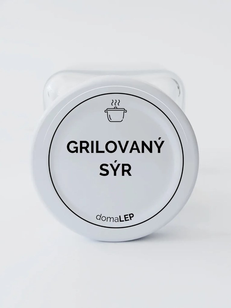 Samolepka na kořenky GRILOVANÝ SÝR průhledná 5 cm tučné písmo