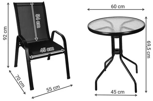 Gardlov Sestava balkonového nábytku - stůl + 2 židle 23461