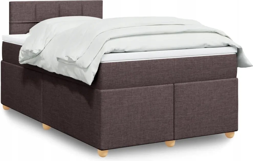 Box Spring Postel S Matrací Textil Tmavě Hnědá Blok se čtverci 120 x 190