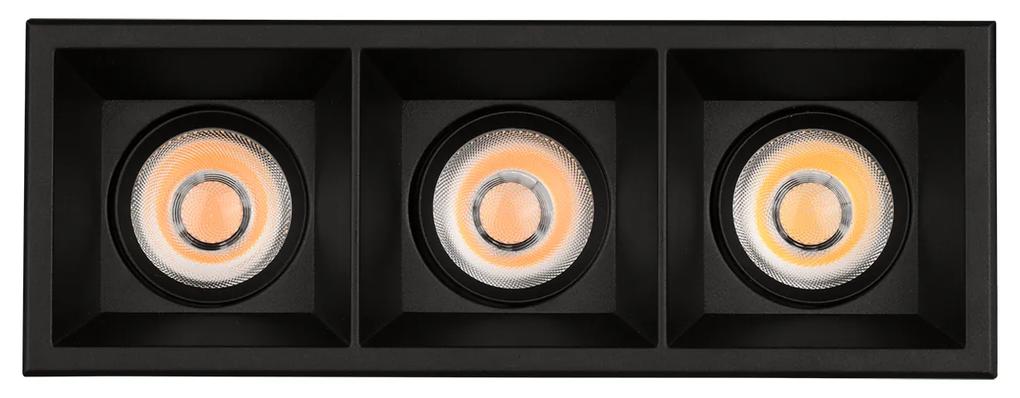 ACB Iluminacion Zapuštěné LED bodové svítidlo MOVE, š. 23 cm, 3x12W, CRI90 Barva: Černá, Teplota světla: 2700K - extra teplá bílá, Stmívání: DALI/PUSH