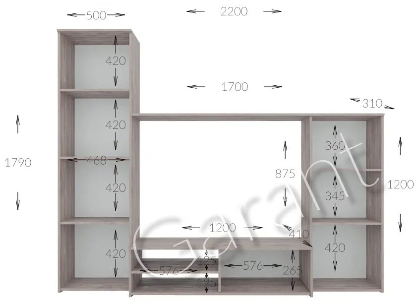 Casarredo Obývací stěna HUGO dub artisan