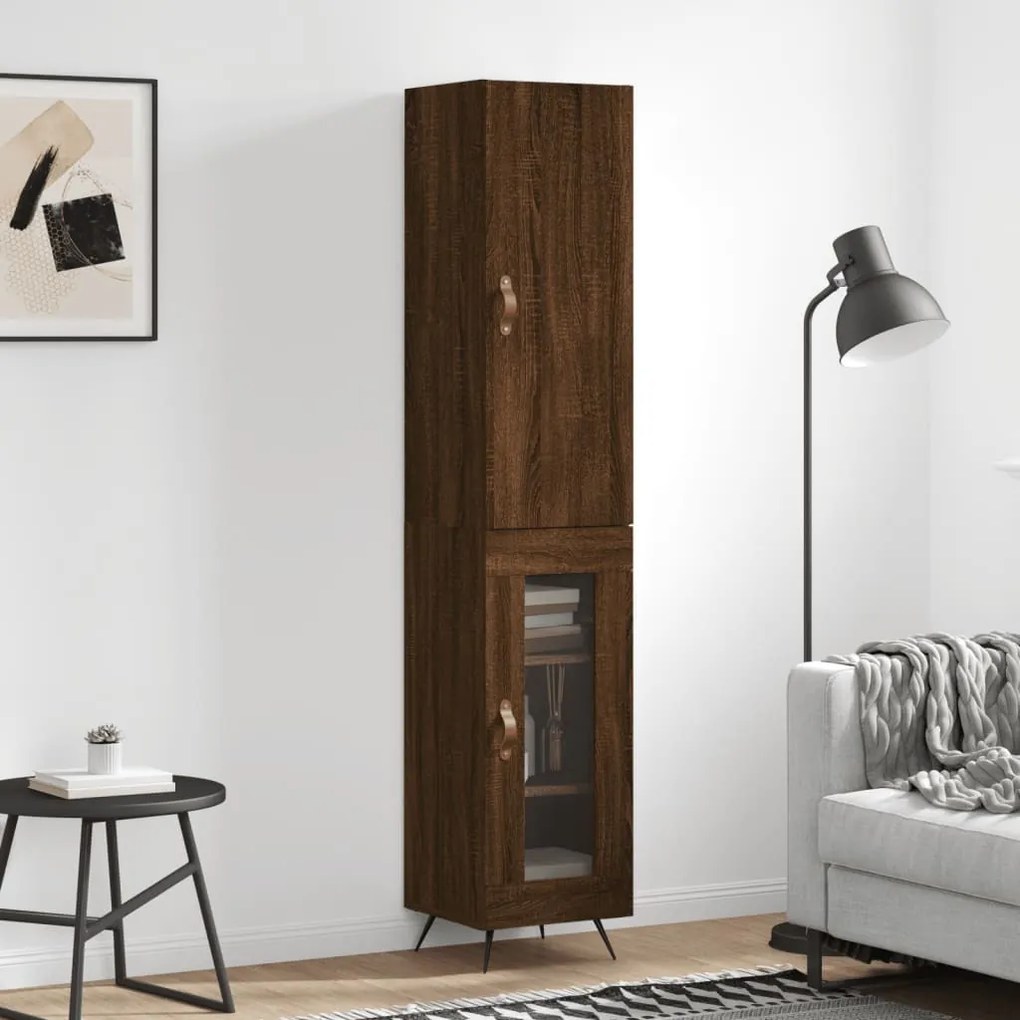 vidaXL Skříň highboard 34,5 x 34 x 180 cm kompozitní dřevo [3199019] Barva: hnědý dub