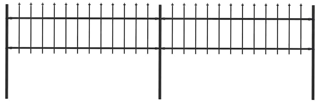 Zahradní plot s kopím nahoře ocelový 337 x 60 cm černý 277594