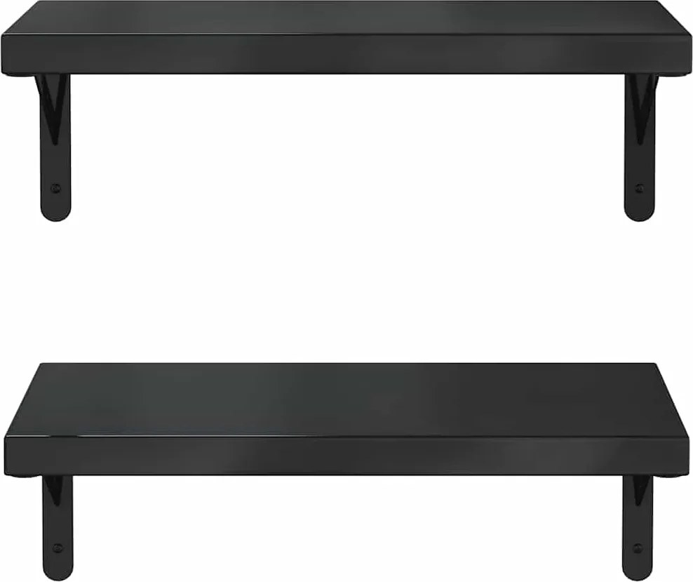 Nástěnné police 2 ks 50 x 23,5 cm černé nerezová ocel 3214519