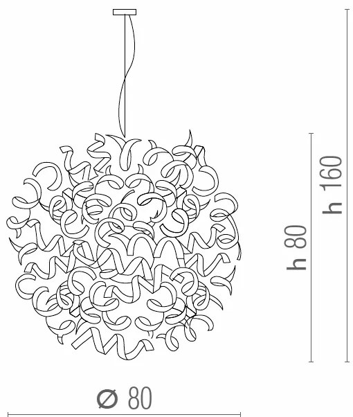 Metal Lux 206.180.04 Astro Cherry, designové závěsné svítidlo v průměru 80cm, 8x40W, červené sklo, chrom