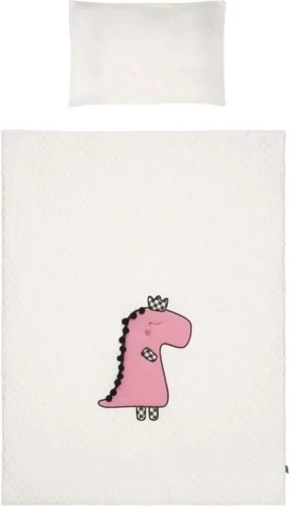 3-dílné ložní povlečení Belisima Dino 3D 90/120 smetanovo-růžové