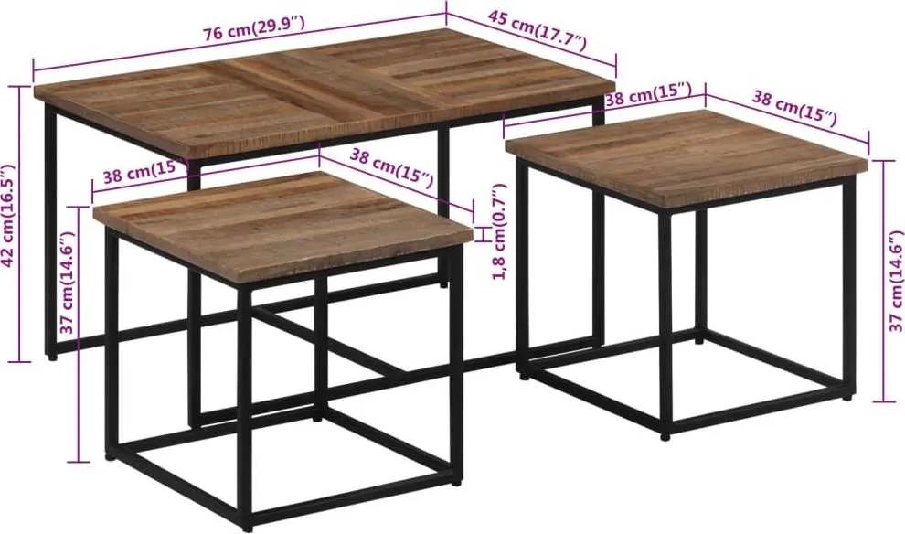 vidaXL Hnízdové konferenční stolky 3 ks masivní teakové dřevo [358535]