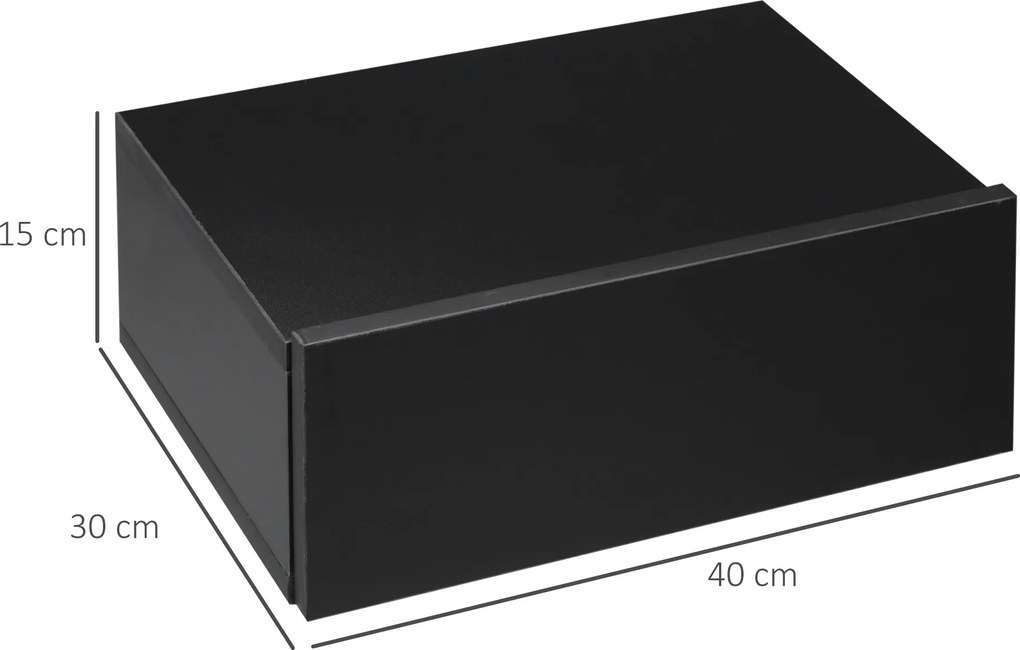 HOMCOM Sada 2 floating nočních stolků s 1 zásuvkou, nástěnný design, moderní styl pro ložnici 40x30x15 cm černá