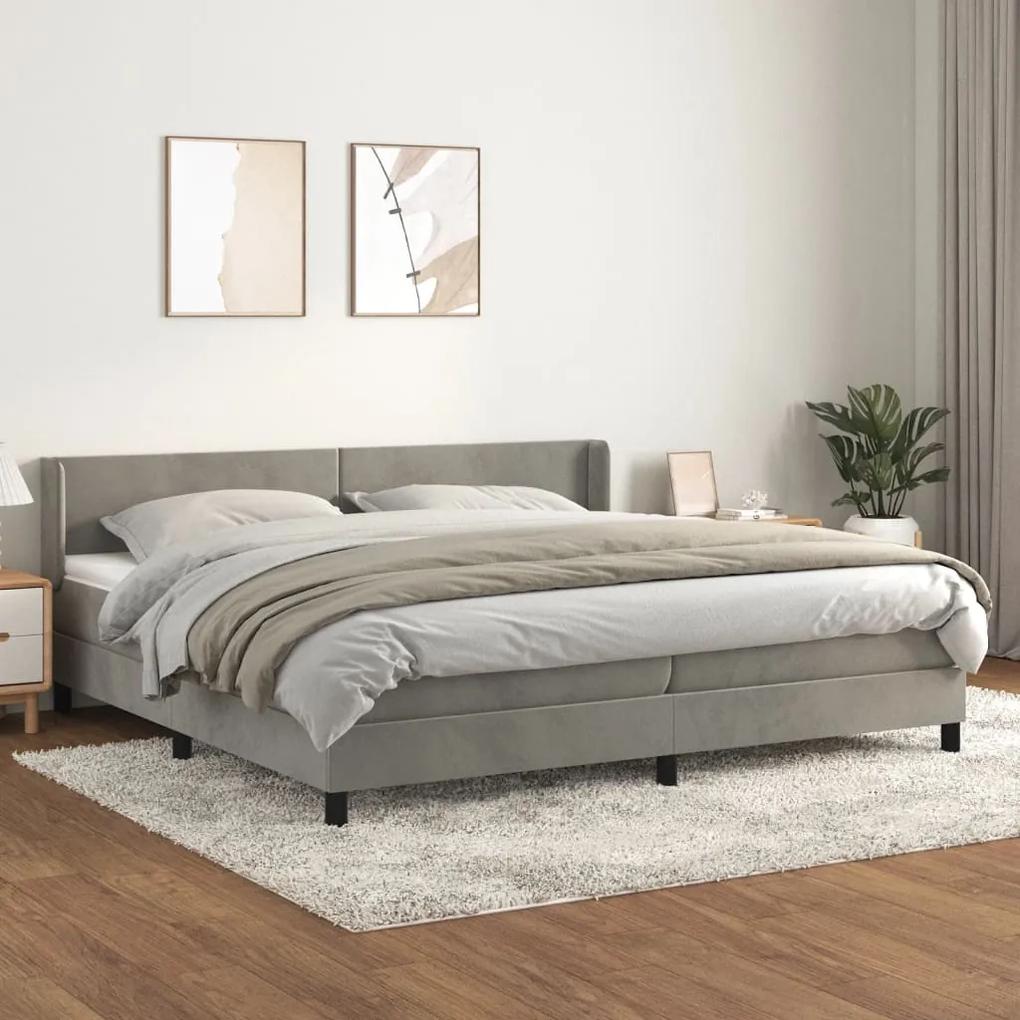 Box spring postel s matrací světle šedá 200x200 cm samet,  3130859