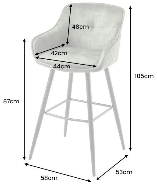 Designová barová židle Natasha zelený samet