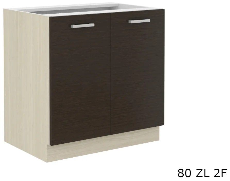 Expedo Kuchyňská skříňka dřezová AVIGNON 80 ZL 2F BB, 80x82x53, dub ferrara/legno tmavé