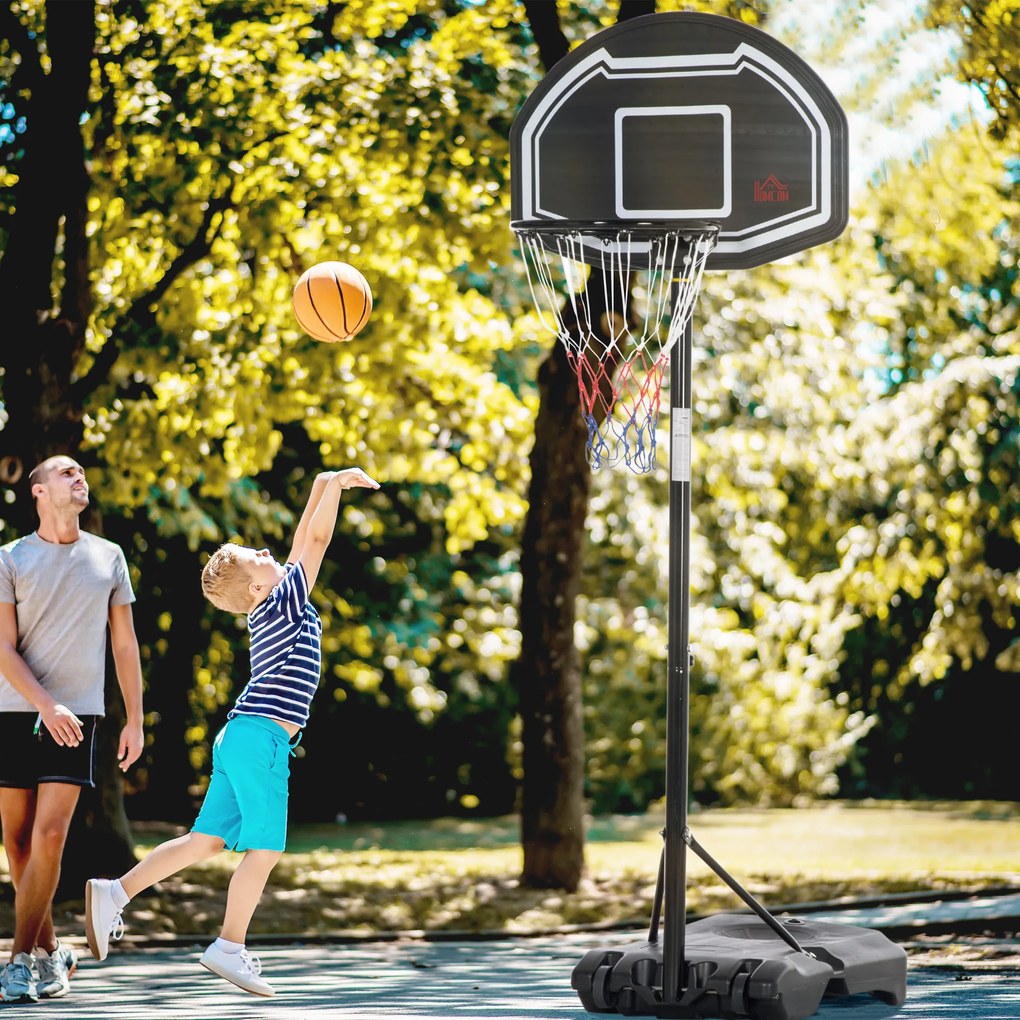 HOMCOM Venkovní basketbalový koš pro teenagery, 160-210 cm Výškově nastavitelný basketbalový stojan s kolečky