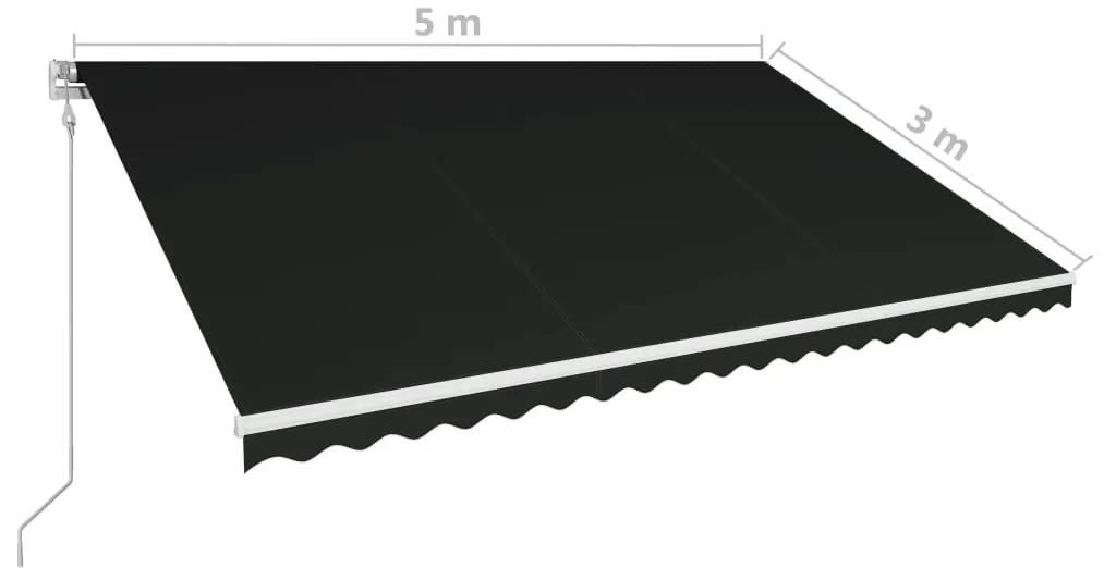 Automatická zatahovací markýza 500 x 300 cm antracitová,  3051235