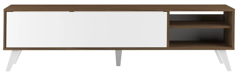 Bílý televizní stolek s tmavě hnědým korpusem TemaHome Prism