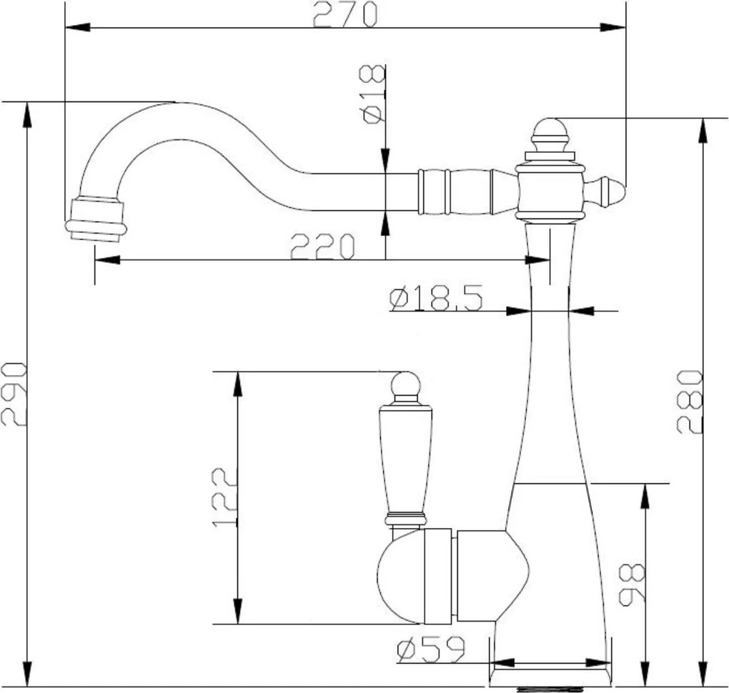 Sapho, KAYRA stojánková dřezová baterie, chrom, K1052